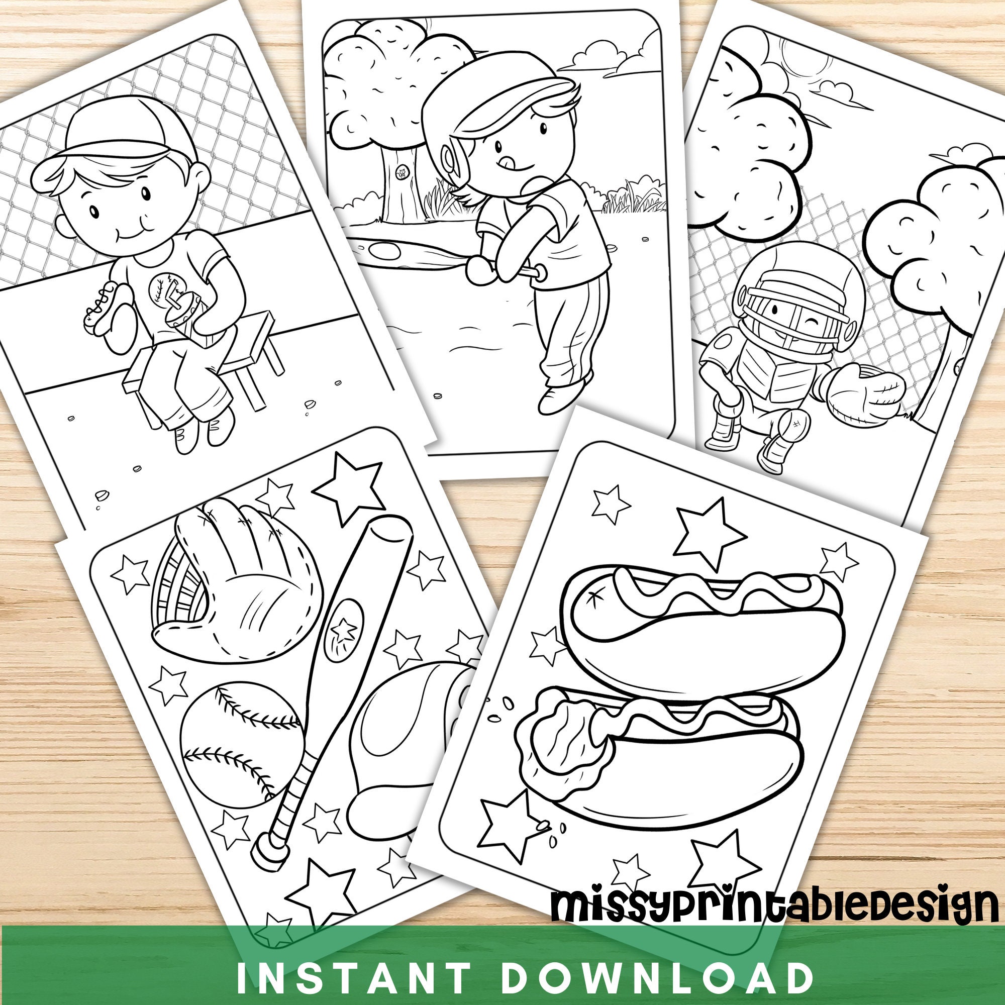 Baseball Coloring Pages Printable Coloring Pages Baseball - Etsy