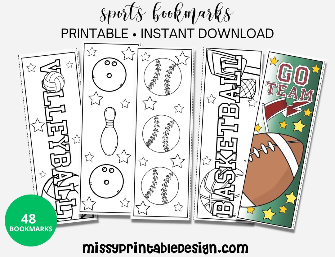 Sports Coloring Bookmarks: 48 Printable Party Favors (PDF) - Etsy
