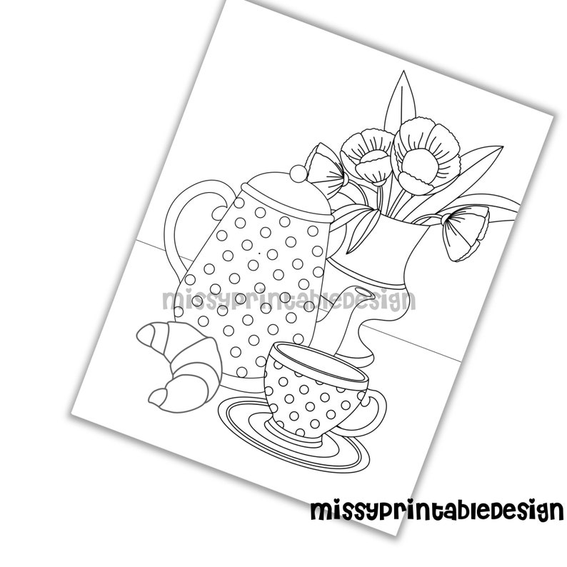 Personalized Adult Tea Party Coloring Pages Custom Tea Party | Etsy