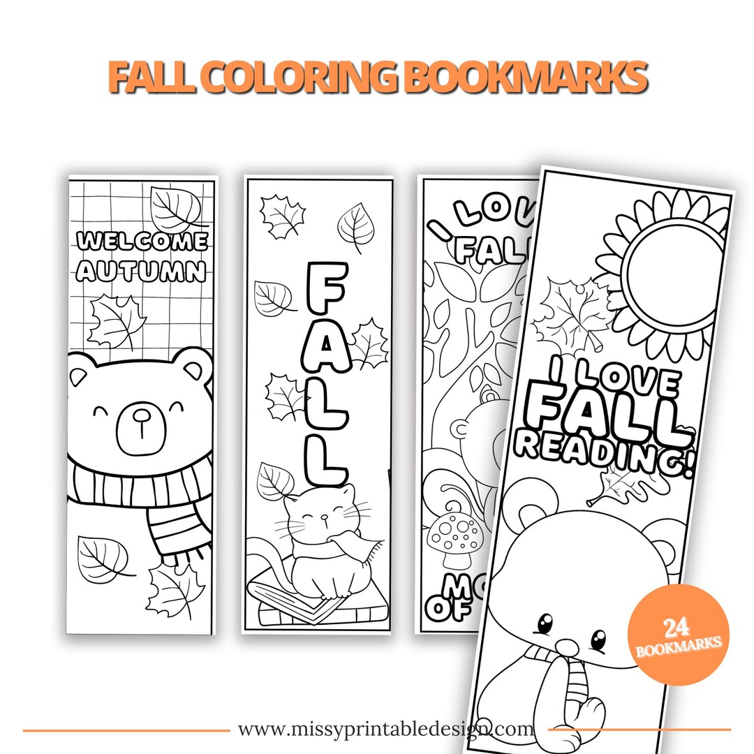 Fall Bookmarks to Color, Fall Bookmarks Printable, Fall Coloring ...
