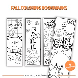 Fall Bookmarks to Color, Fall Bookmarks Printable, Fall Coloring ...