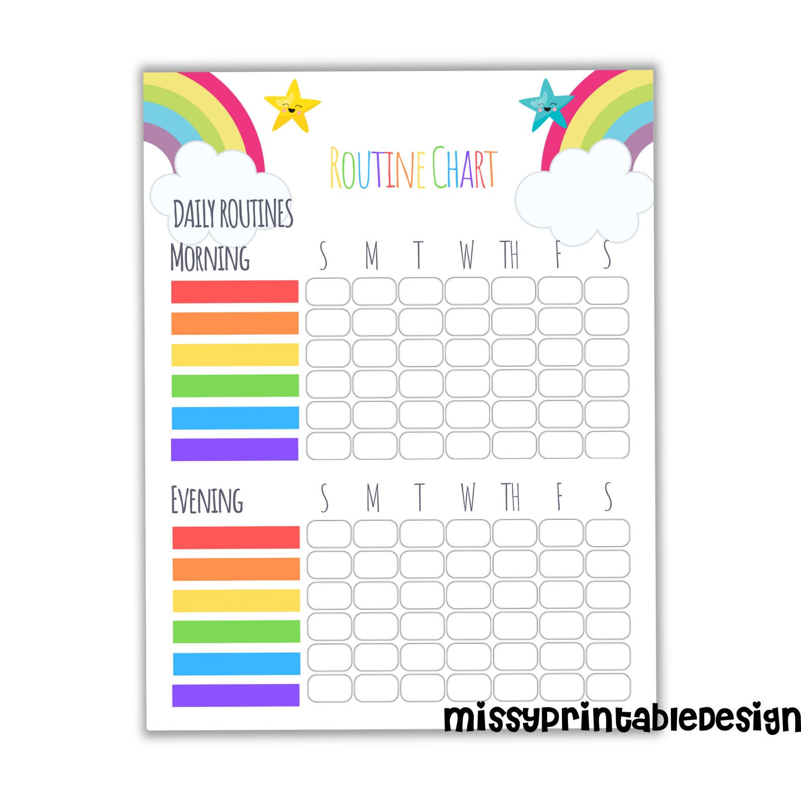 Routine Chart Editable Printable Routine Checklist Chore | Etsy