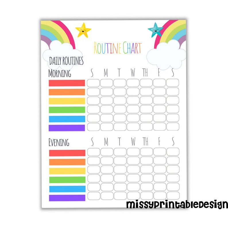 Routine Chart Editable Printable Routine Checklist Chore | Etsy