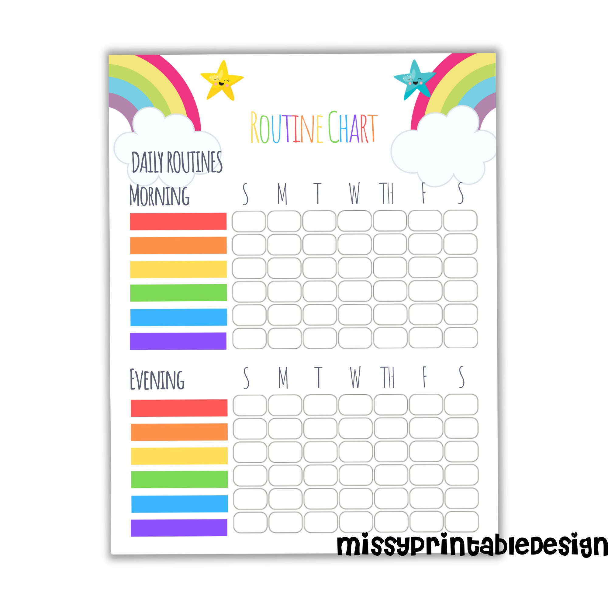 Routine Chart Editable Printable Routine Checklist Chore | Etsy