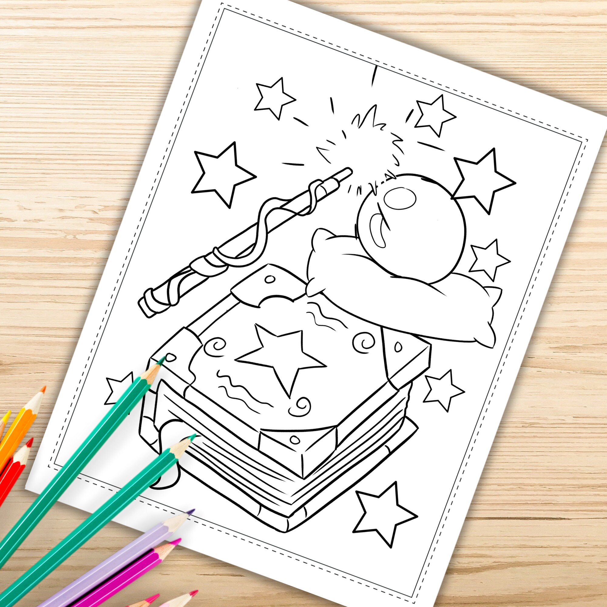 Wizard Coloring Pages Printable Wizard Coloring Book Wizard - Etsy