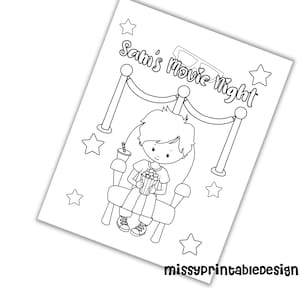 Personalized Movie Night Party Coloring Pages, Custom Movie Night ...