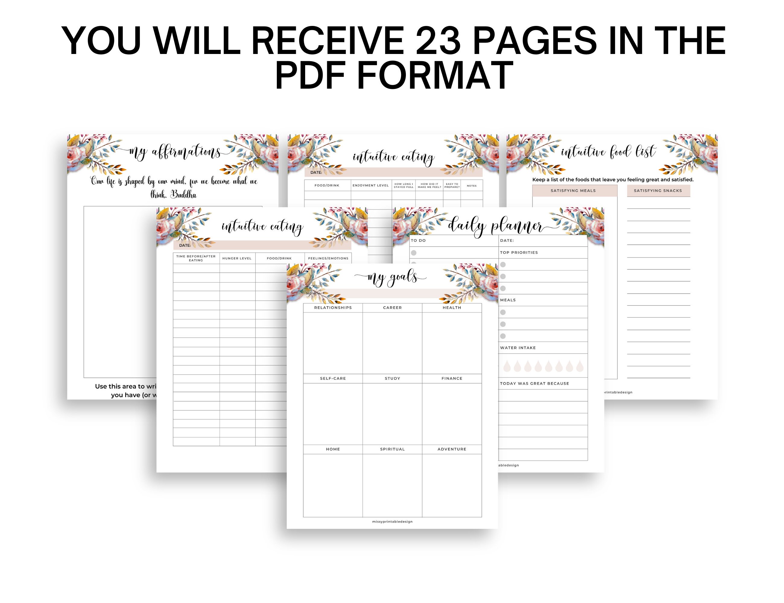 Intuitive Eating Planner Printable Mindful Eating Binder - Etsy