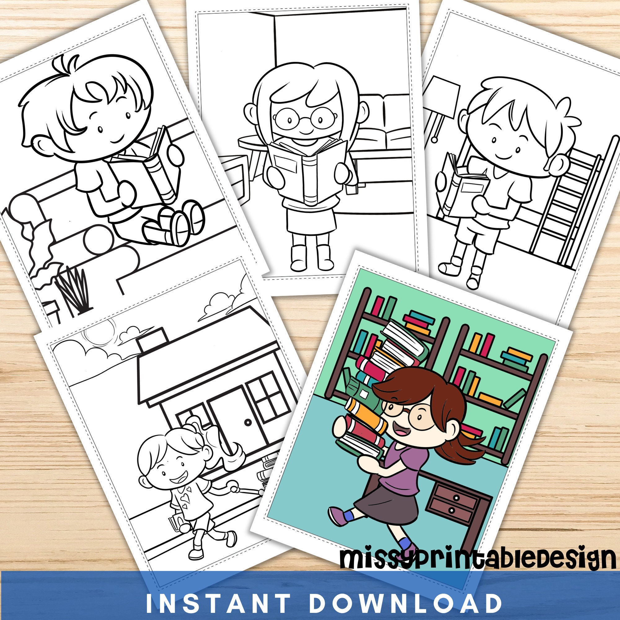 Reading Book Coloring Page