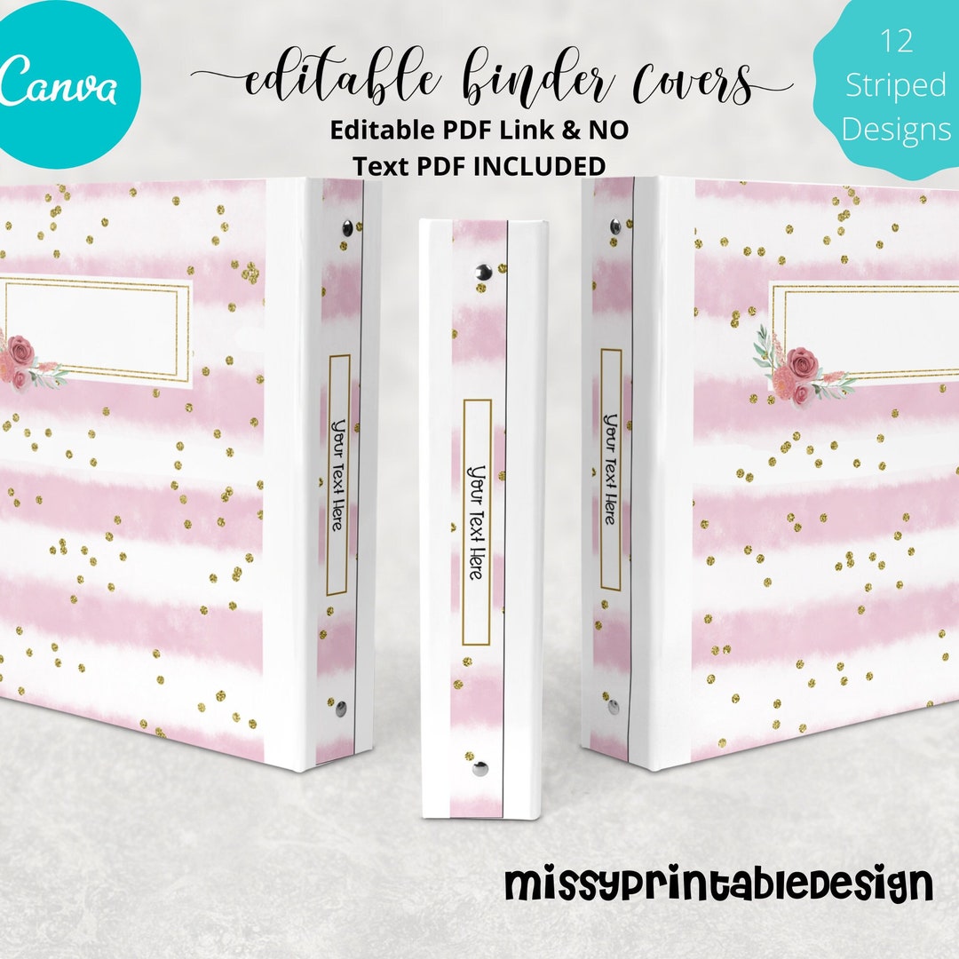 Striped Binder Covers, Editable School Binder Inserts (PDF Download ...