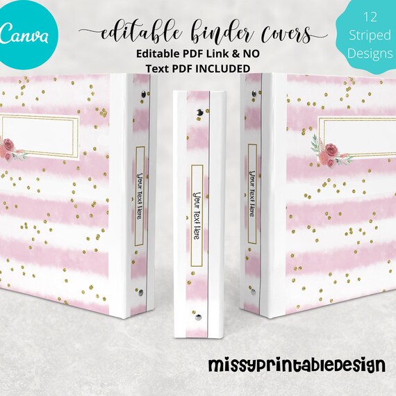 Editable Stripes Binder Covers & Spines, Printable Binder Covers ...