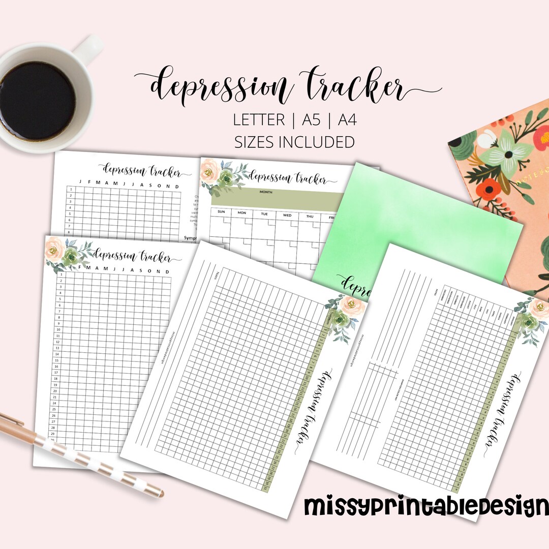 Depression Tracker, Printable Monthly Depression Chart, Depression ...