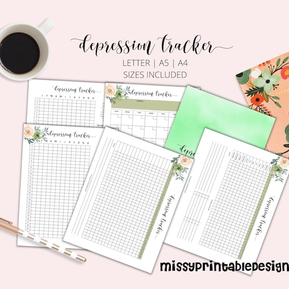Depression Tracker, Printable Monthly Depression Chart, Depression ...
