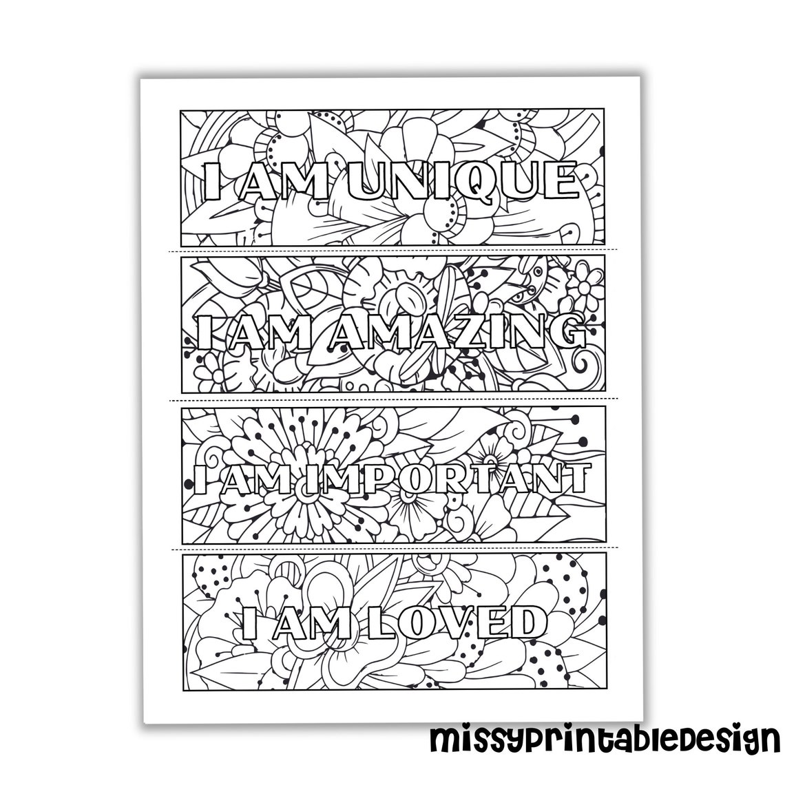 Positive Affirmation Coloring Bookmarks set of 12 Printable - Etsy