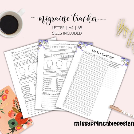Migraine/Headache Tracker, Printable Headache Log, Migraine Journal ...