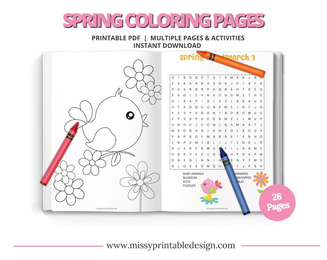 Spring Coloring Pages, Spring Activity Book, Printable Spring Coloring ...
