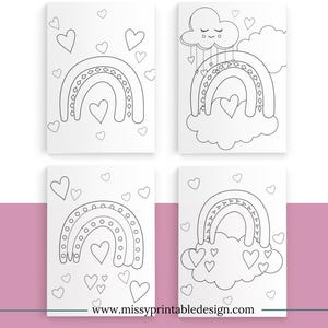 Boho Rainbow Coloring Pages, Boho Rainbow Birthday Party Coloring Pages ...