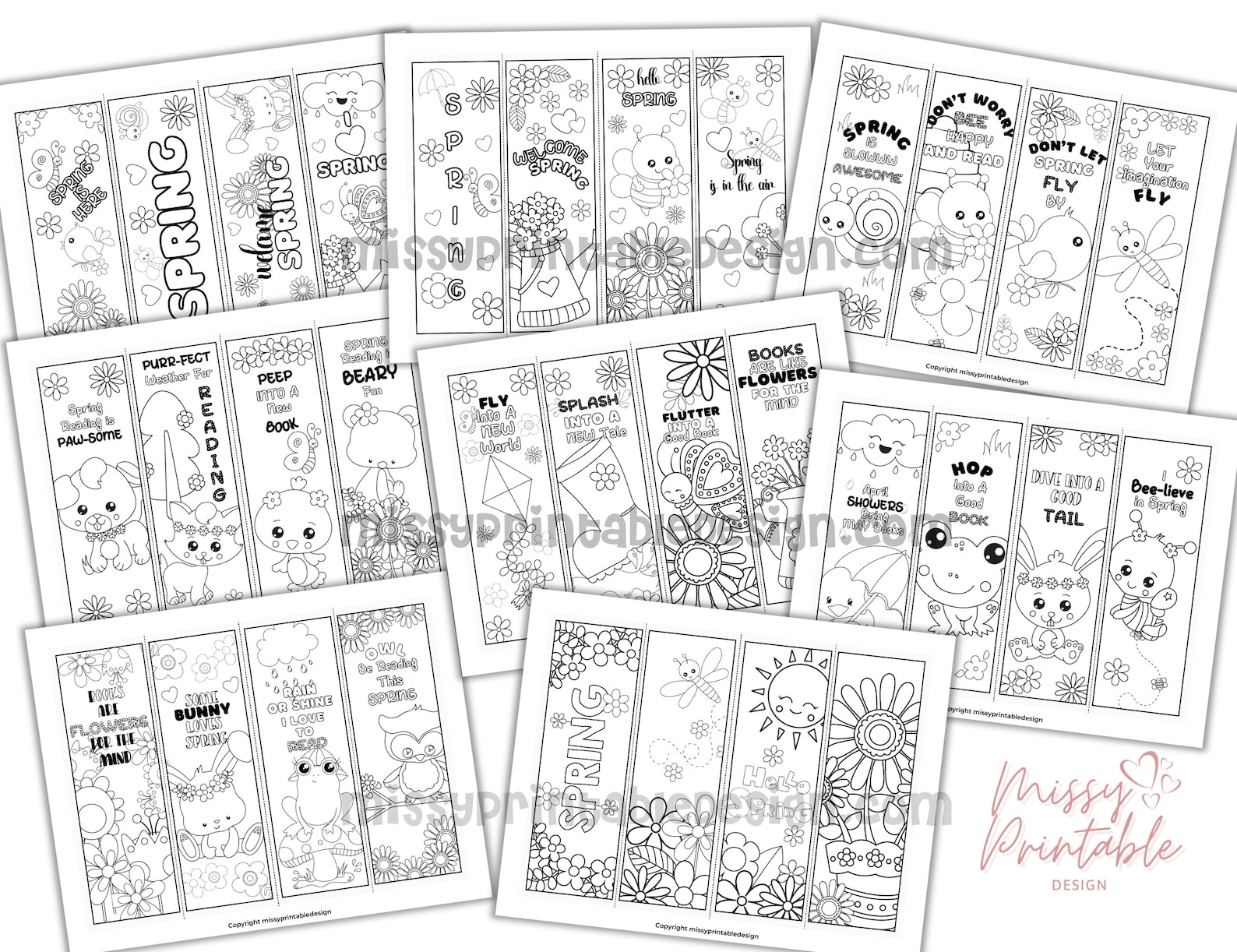 Spring Coloring Bookmarks: Kids Party Activity (INSTANT DOWNLOAD) - Etsy