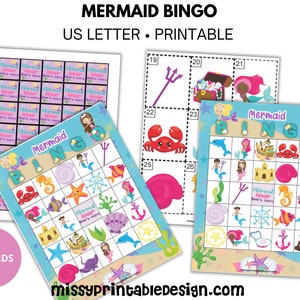 Mermaid Bingo, Mermaid Party Games, Printable Party Games, Party Games ...