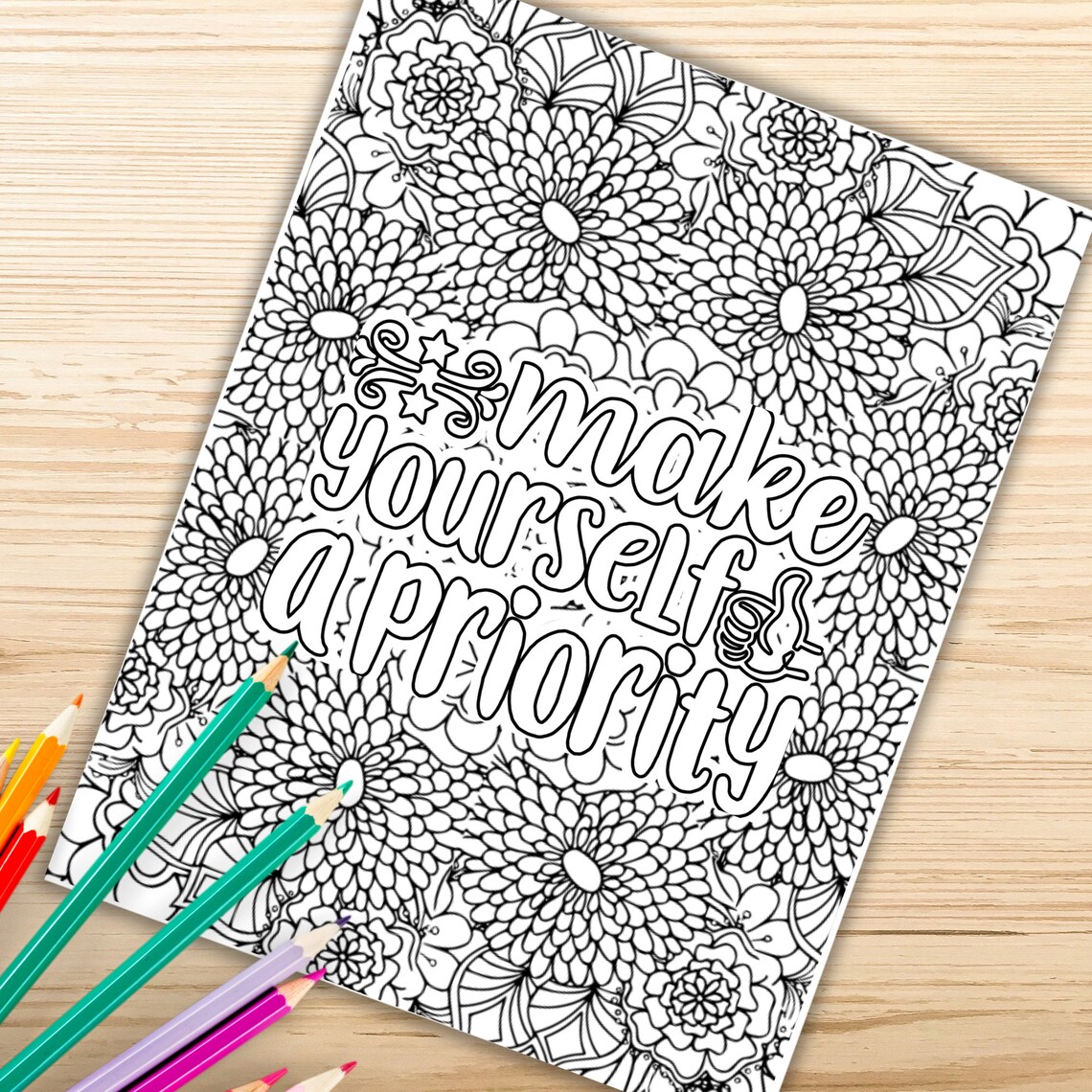 Self Care Coloring Pages Adult Coloring Pages Floral Mental | Etsy