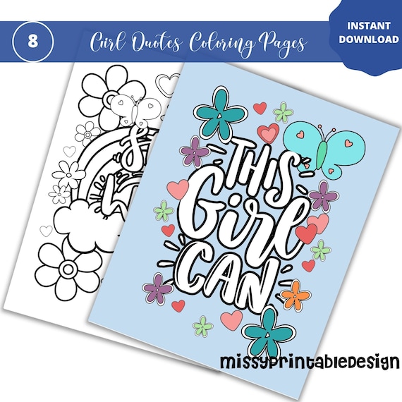 Girl Power Coloring Pages for Kids, Teens, Flower Coloring Pages, Girl ...