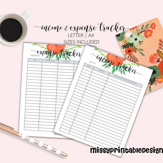 Income and Expense Tracker, Printable Money Tracker Forms, Budget ...