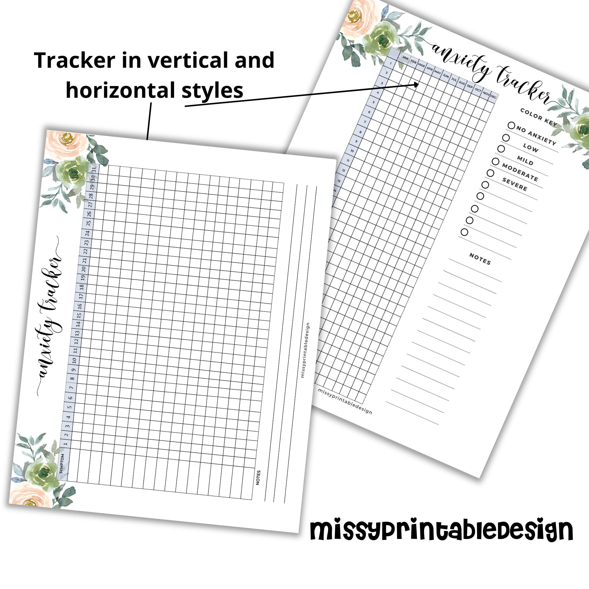 Anxiety Tracker Printable Monthly Anxiety Chart Anxiety | Etsy