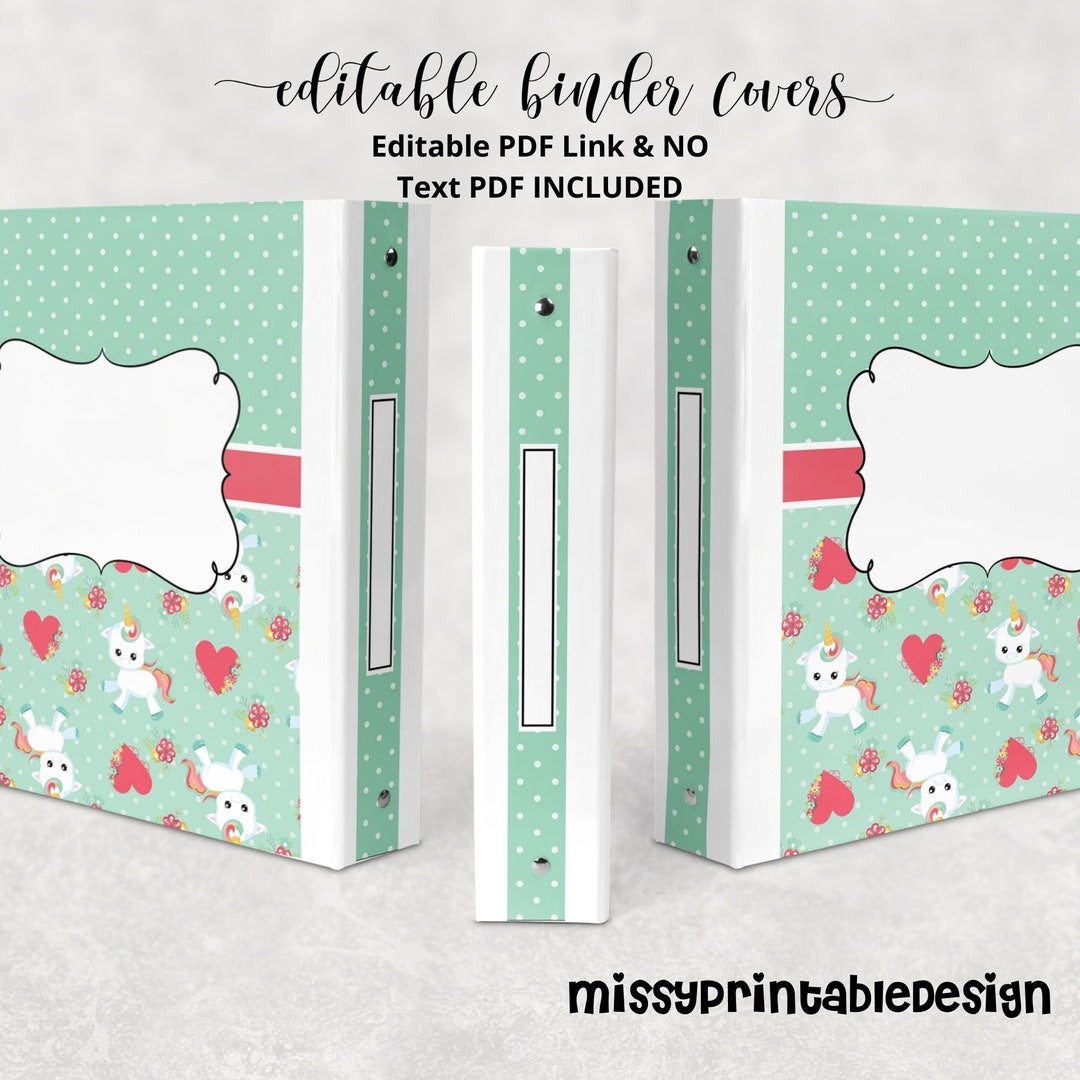 Editable Binder Covers & Spines - Unicorn Themed, Printable Binder ...