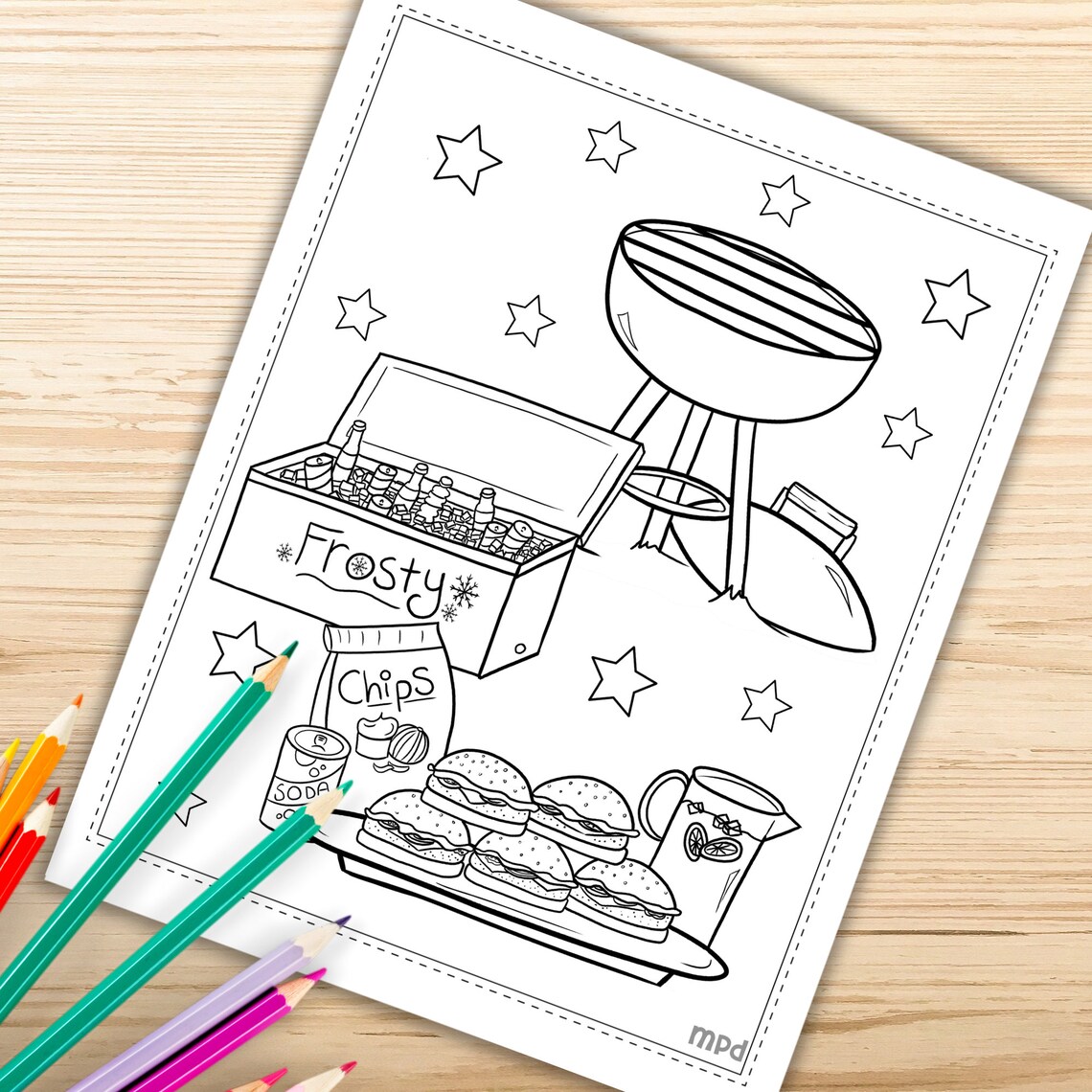 Barbeque Coloring Pages Printable BBQ Coloring Book for Kids | Etsy