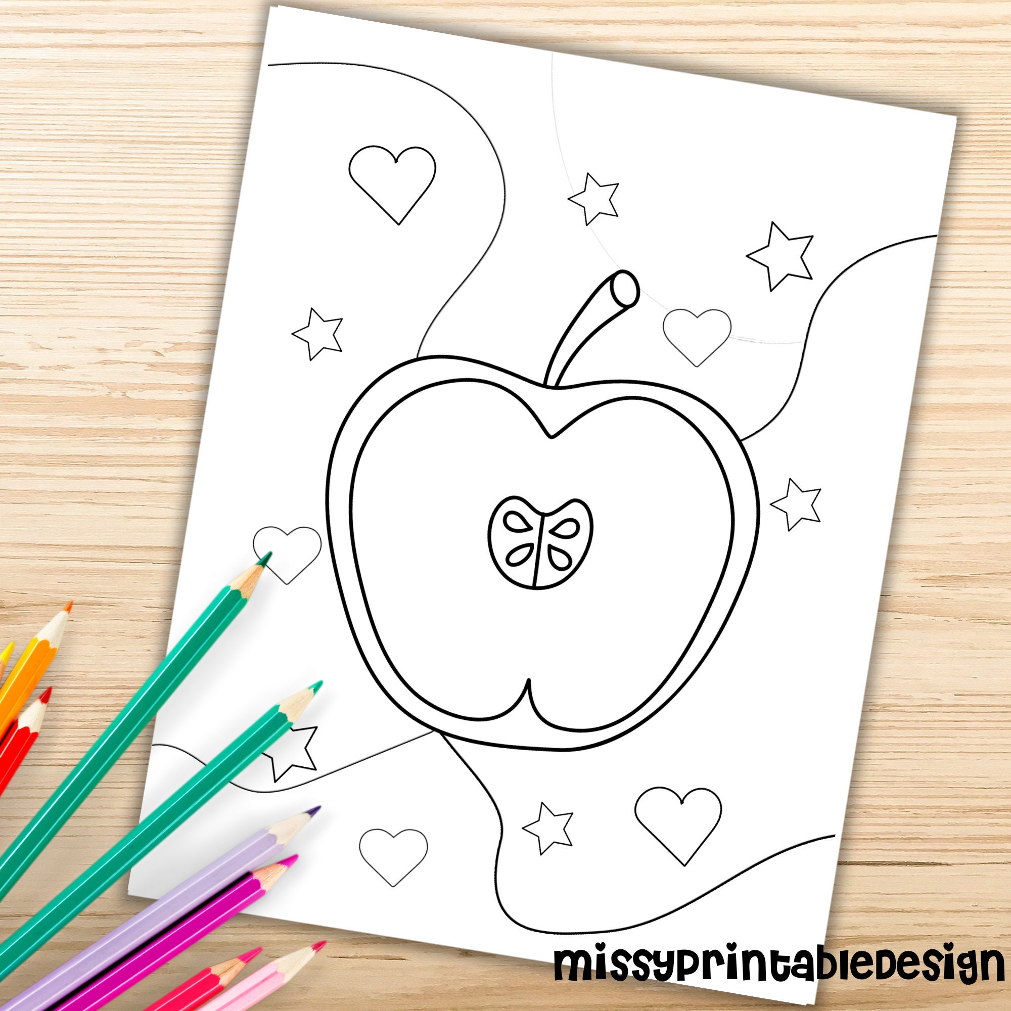 Apple Fun Coloring Pages for Kids Printable Apple Coloring - Etsy