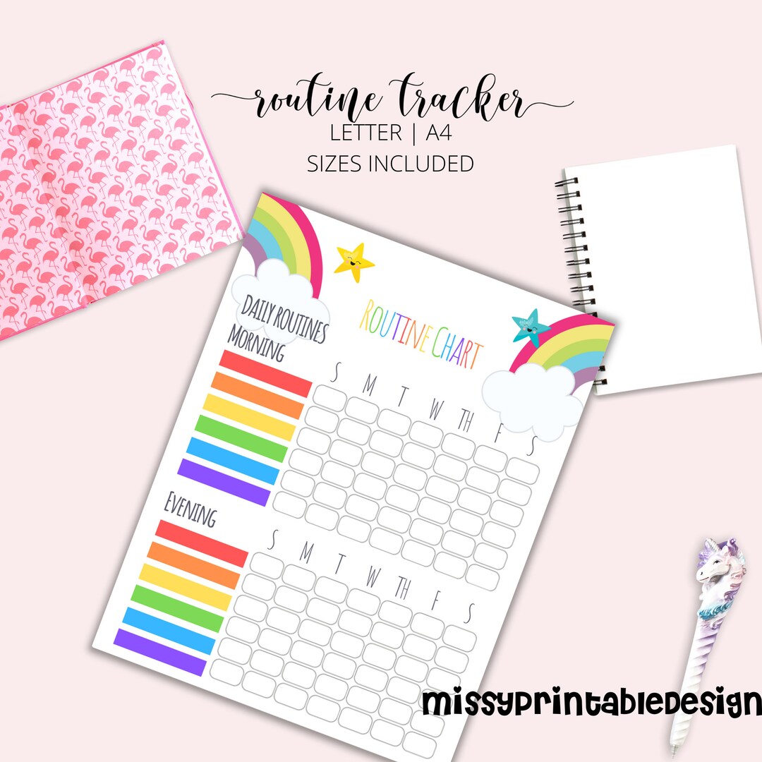 Routine Chart Editable, Printable Routine Checklist, Chore Checklist ...