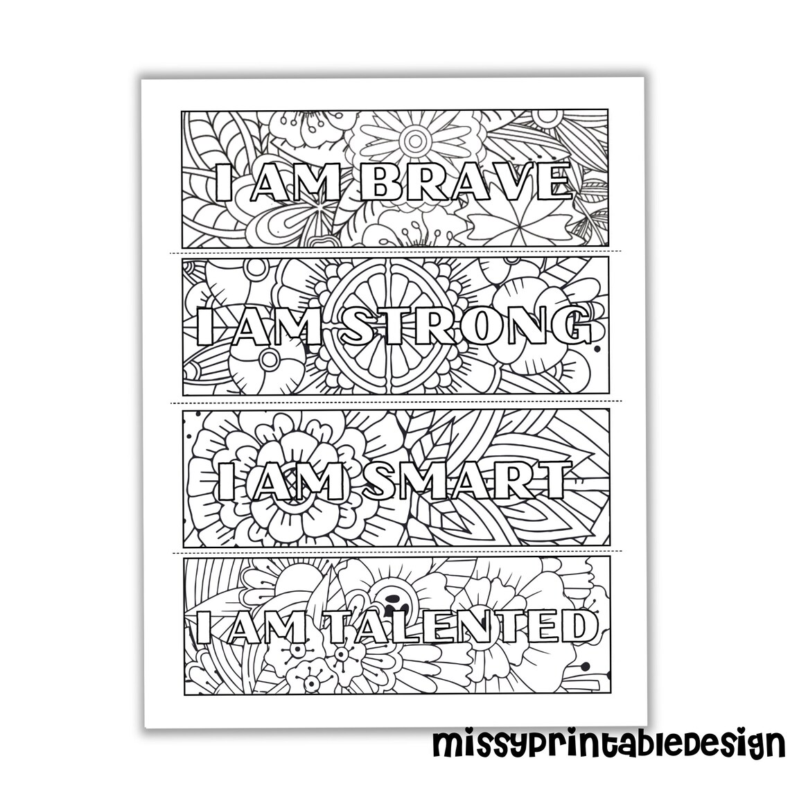 Positive Affirmation Coloring Bookmarks set of 12 Printable - Etsy