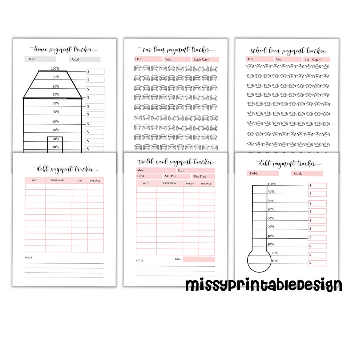Debt Payment Tracker, Printable Debt Payment Organizer, Printable Debt ...