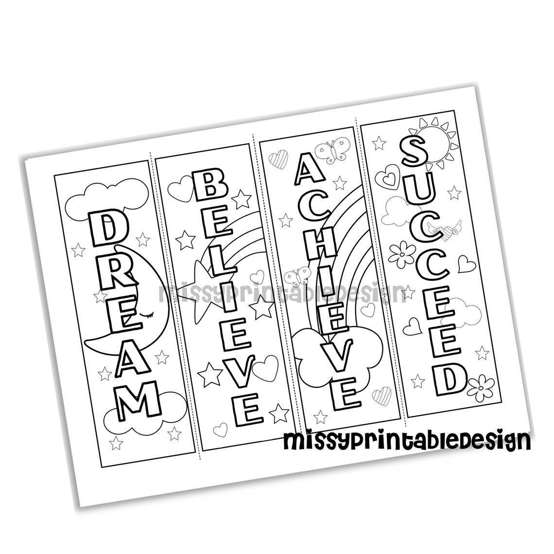Inspirational Coloring Bookmarks for Kids set of 4 - Etsy