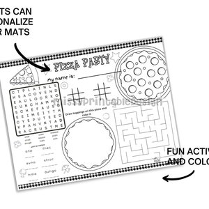 Pizza Party Placemats, Printable Pizza Placemats, Coloring Page for ...