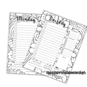 Coloring Daily Planner Calendar, Printable Coloring Daily Planner Pages ...