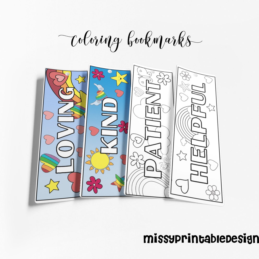 Kindness Coloring Bookmarks (set of 4), Printable Kindness Coloring ...