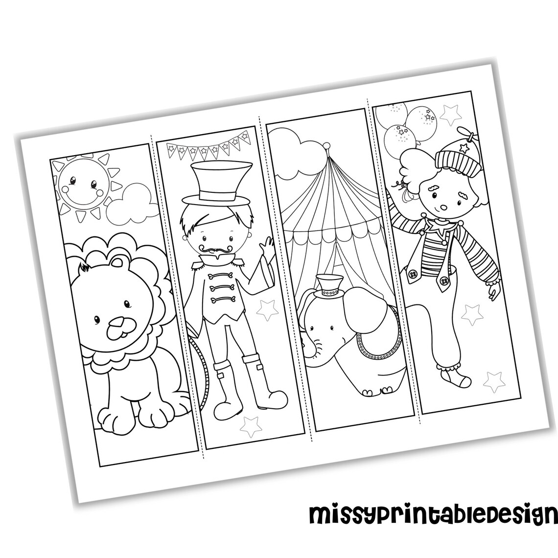 Circus Coloring Bookmarks Circus Coloring Page Circus - Etsy
