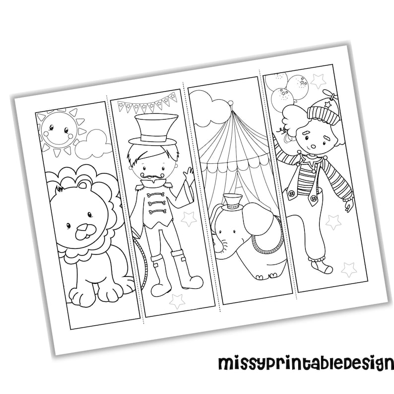 Circus Coloring Bookmarks Circus Coloring Page Circus - Etsy