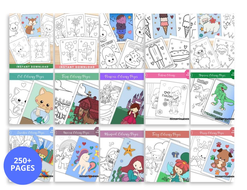 Girls Coloring Pages Bundle Printable Coloring Pages for - Etsy