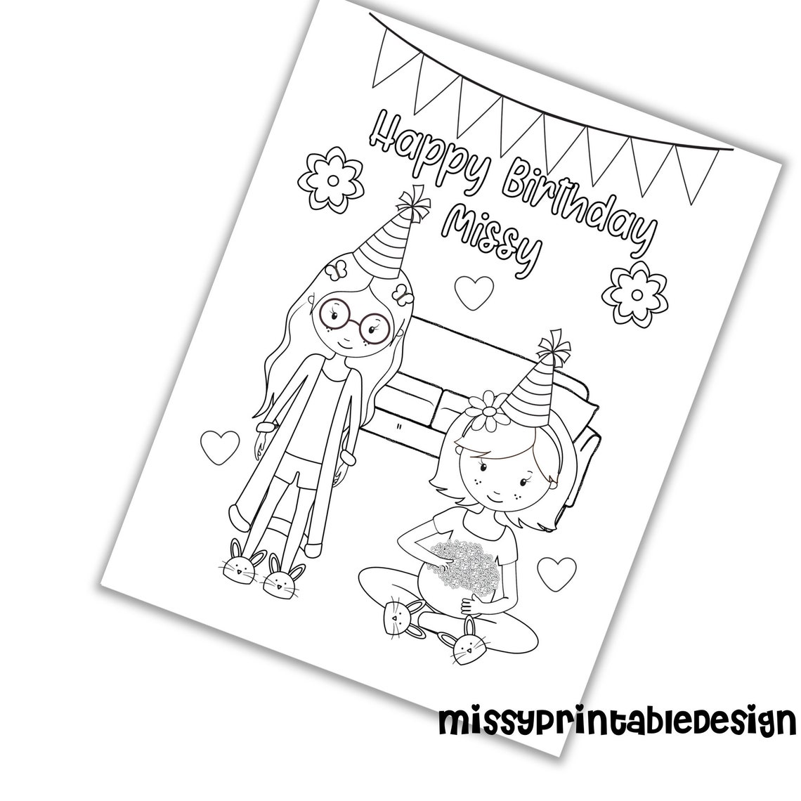 Personalized Slumber Party Coloring Pages Custom Slumber - Etsy