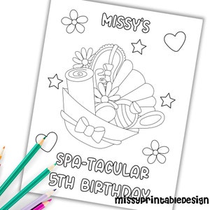 Personalized Spa Party Coloring Pages, Custom Birthday (digital ...