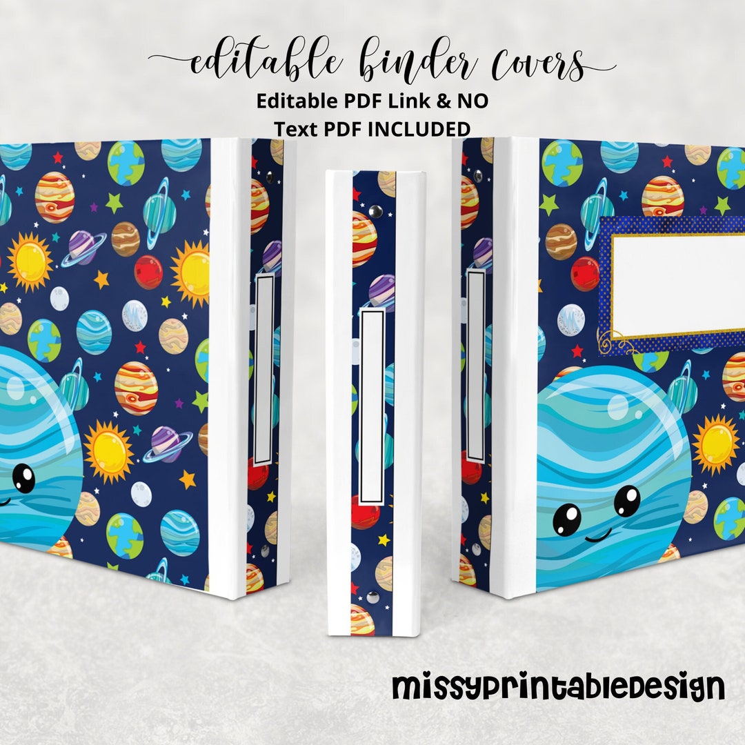 Editable Space Binder Covers & Spines, Printable Binder Covers Front ...
