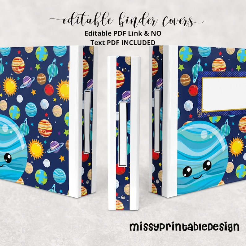 Editable Space Binder Covers & Spines Printable Binder Covers - Etsy