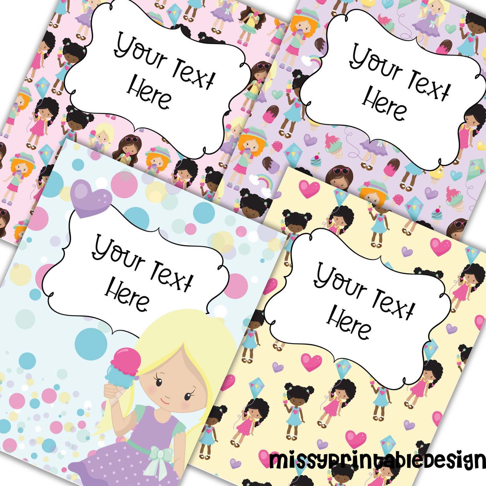 Editable Binder Covers and Spines Ice Cream Themed, Printable Binder ...