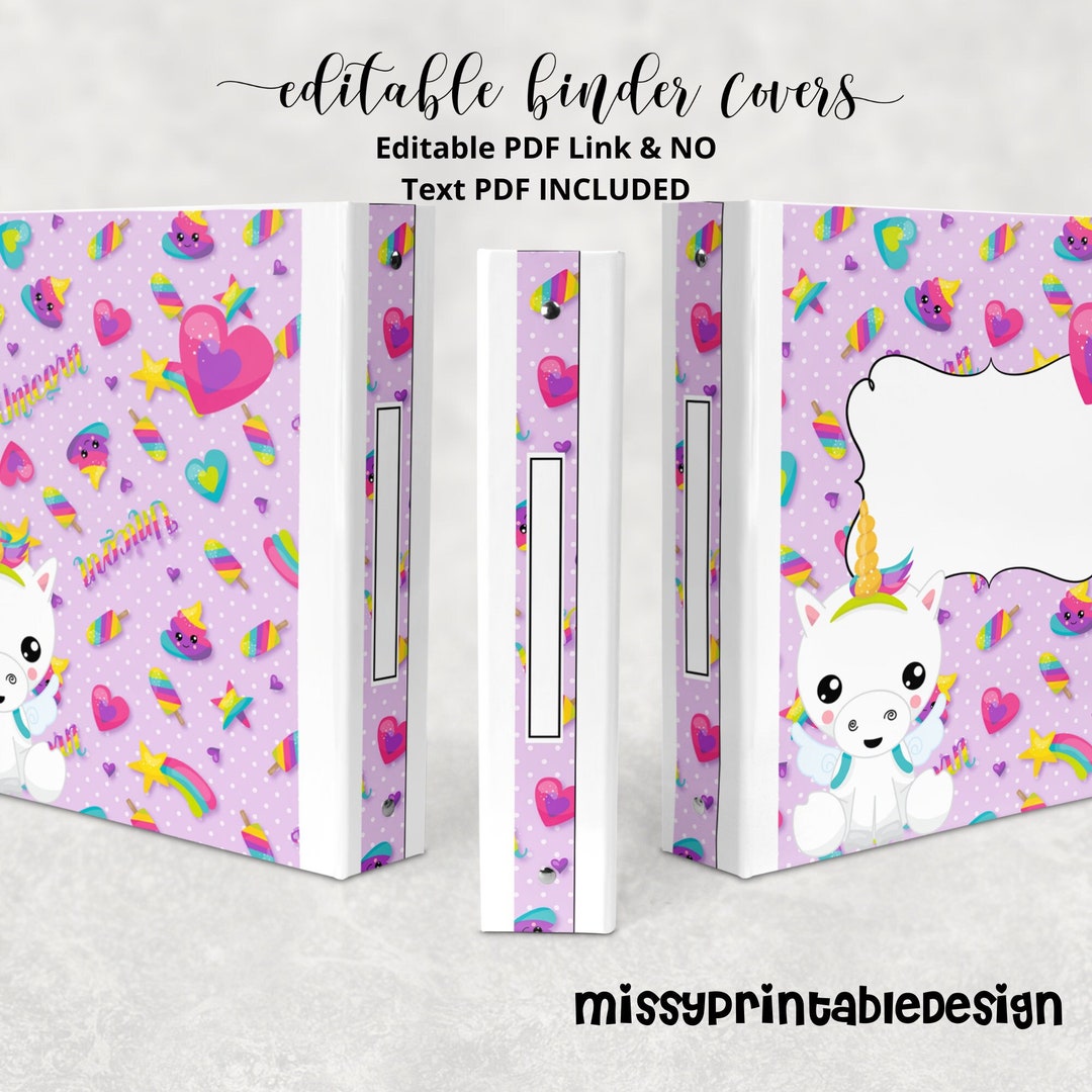 Editable Unicorn Binder Covers & Spines, Printable Binder Covers ...
