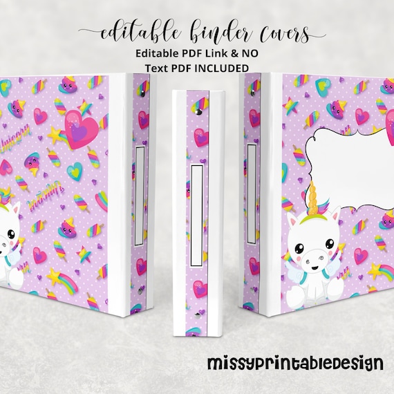 Editable Unicorn Binder Covers & Spines, Printable Binder Covers ...