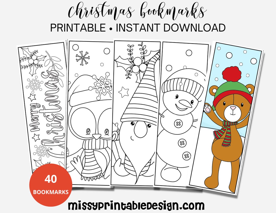 Christmas Coloring Bookmarks, Printable Christmas Coloring Page, School ...