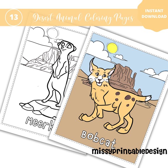 Desert Animals Coloring Pages Printable Animal Coloring | Etsy