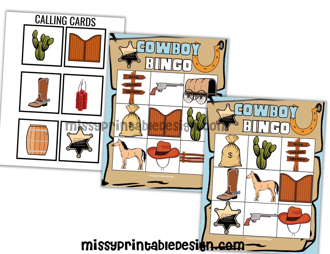 Cowboy Bingo Cards Printable Cowboy Bingo Game School Game - Etsy
