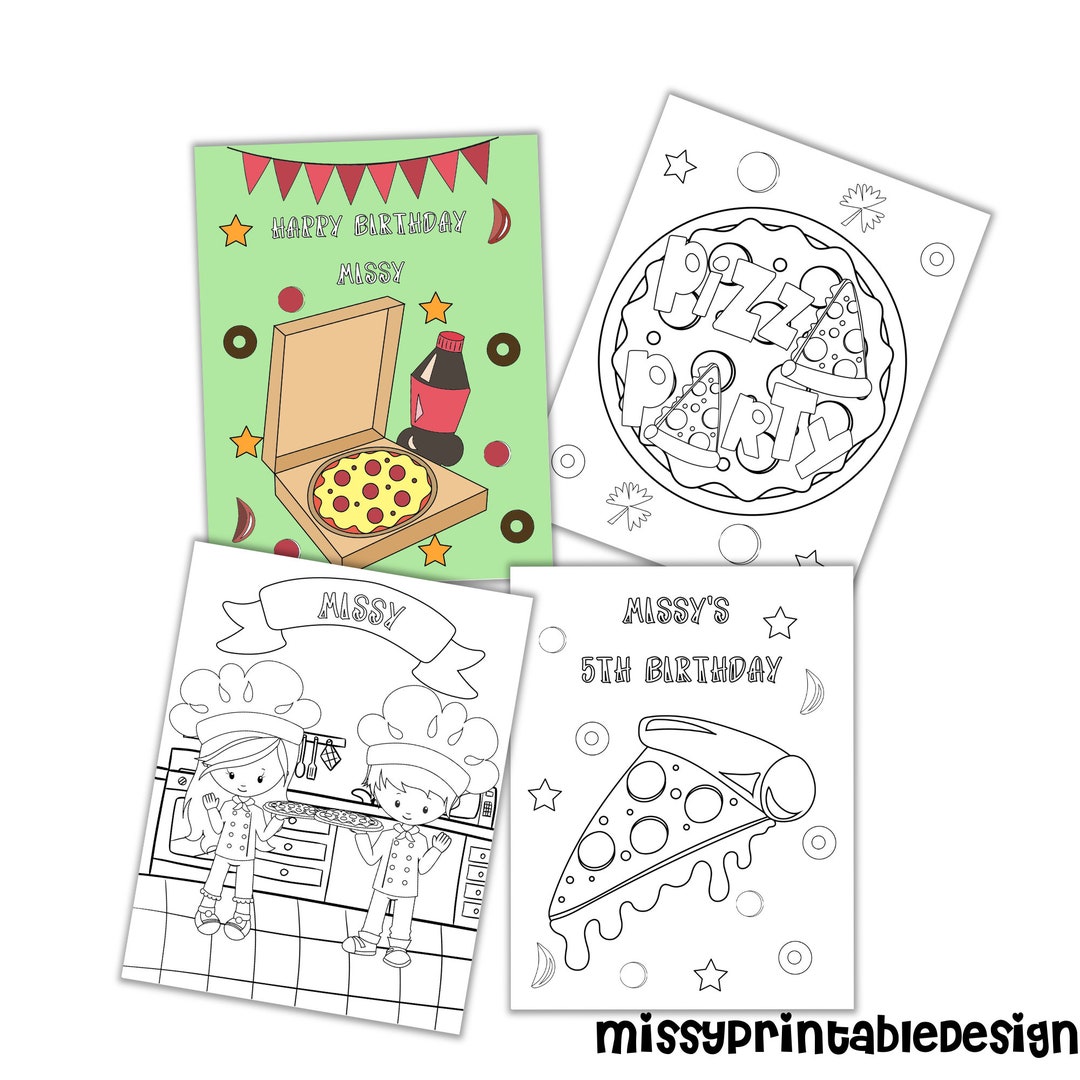 Personalized Pizza Party Coloring Pages, Custom Pizza Birthday Party ...